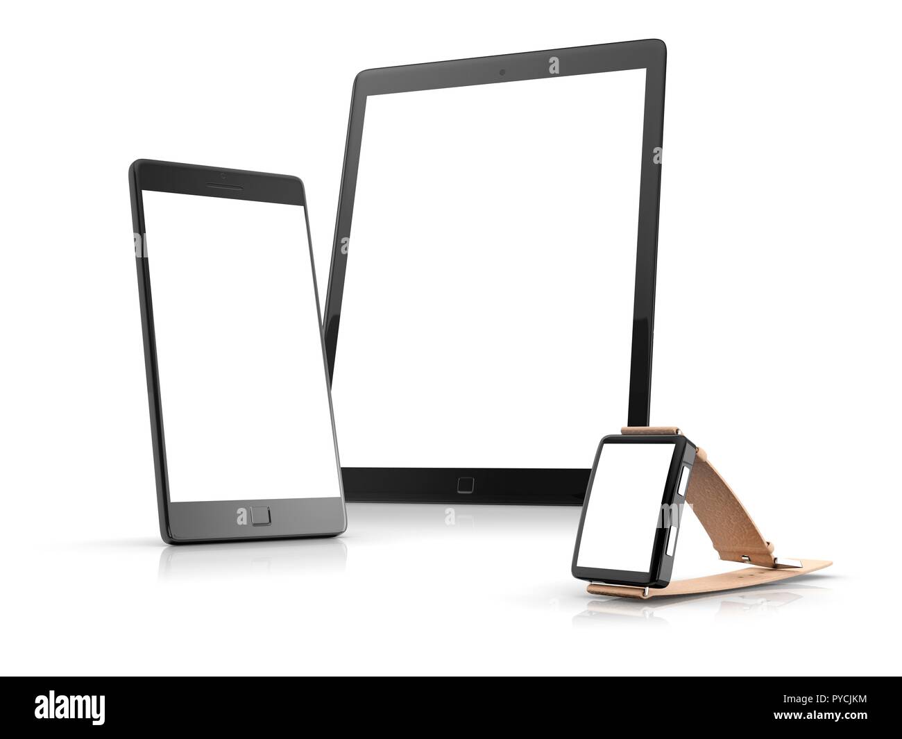 Smartphone, tablet and smartwatch, illustration Stock Photo - Alamy