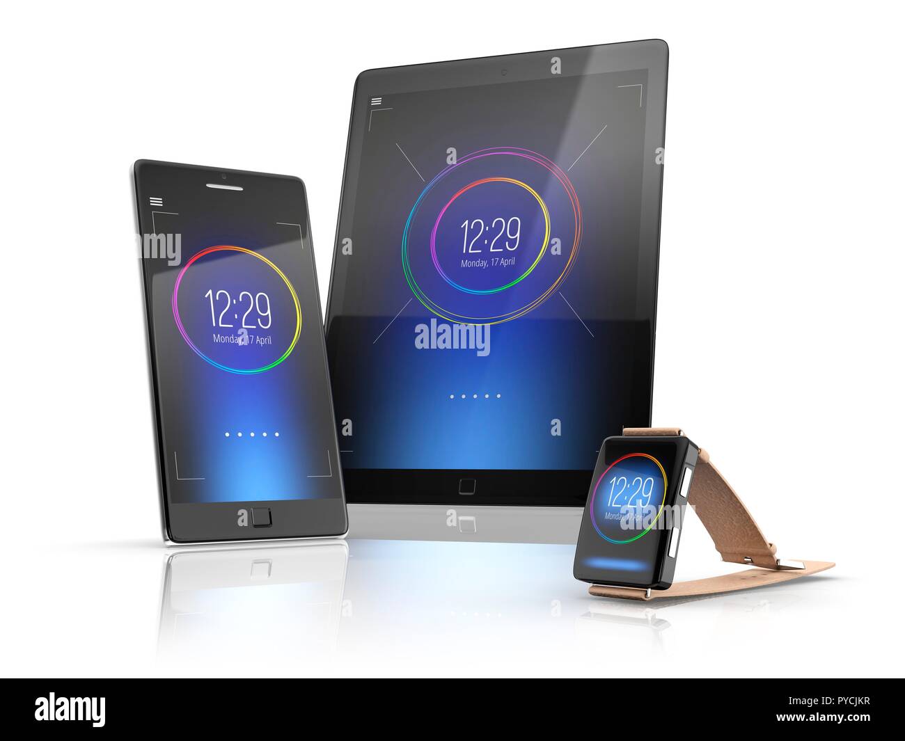 Smartphone, tablet and smartwatch, illustration Stock Photo - Alamy