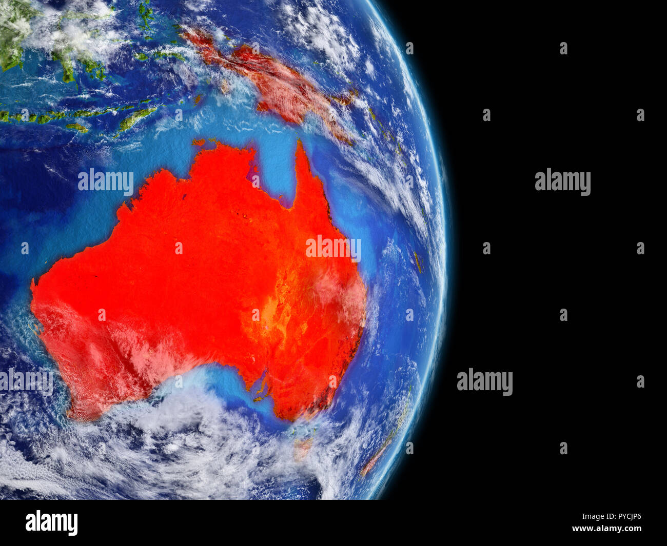 Australia on planet Earth with highly detailed planet surface and ...