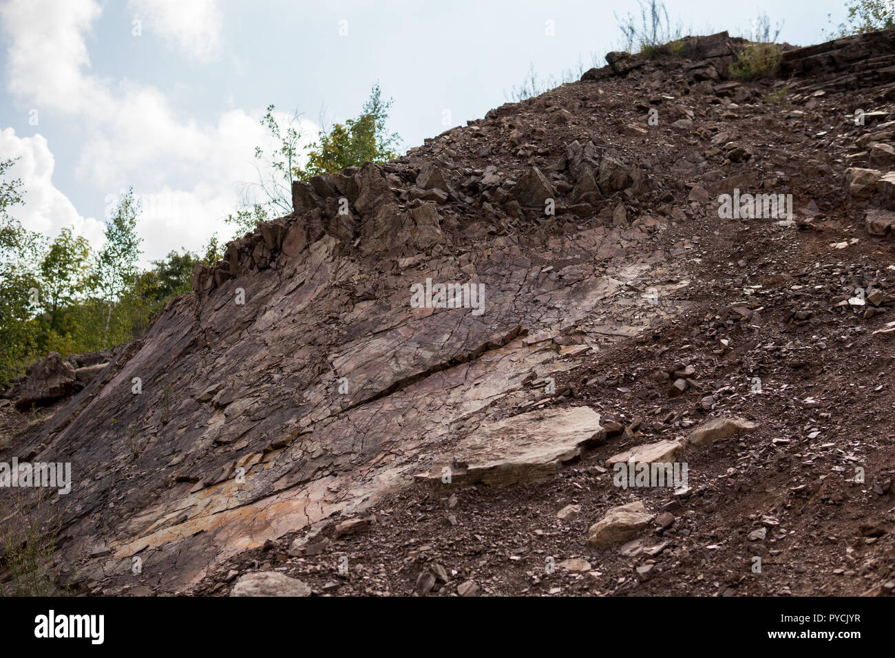 detail of geological structures inside of zachelmie quarry in holly ...