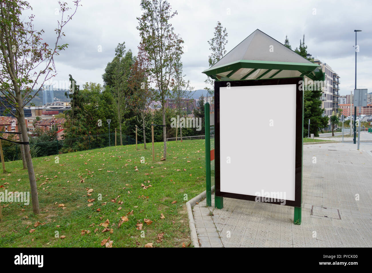 Blank advertisement mock up in a bus stop Stock Photo - Alamy