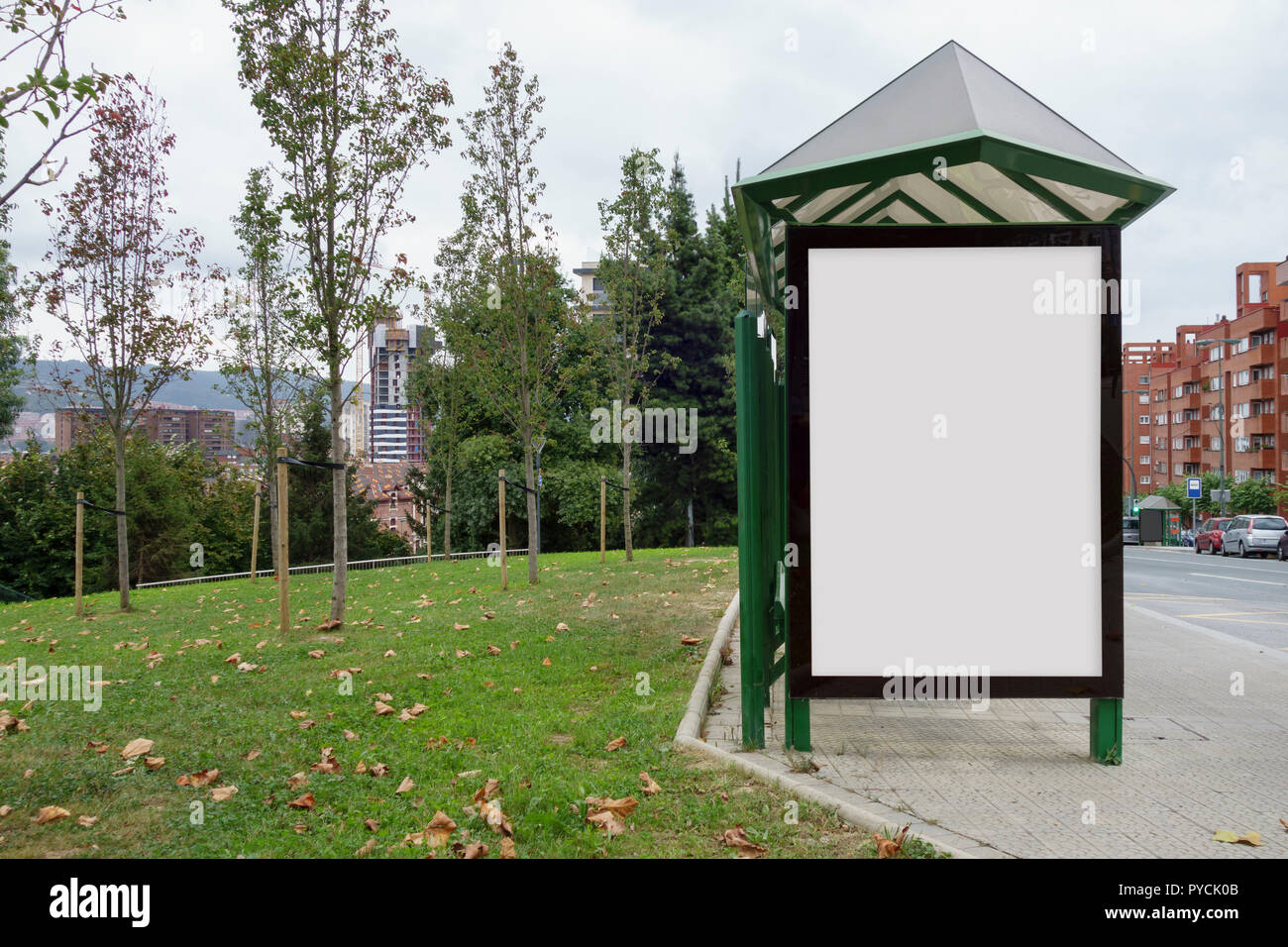 Blank advertisement mock up in a bus stop Stock Photo - Alamy