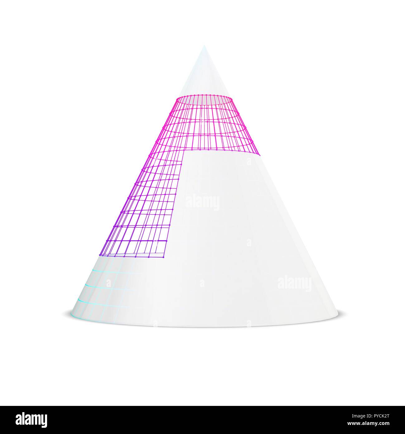 White cone with visible wireframe, illustration Stock Photo - Alamy