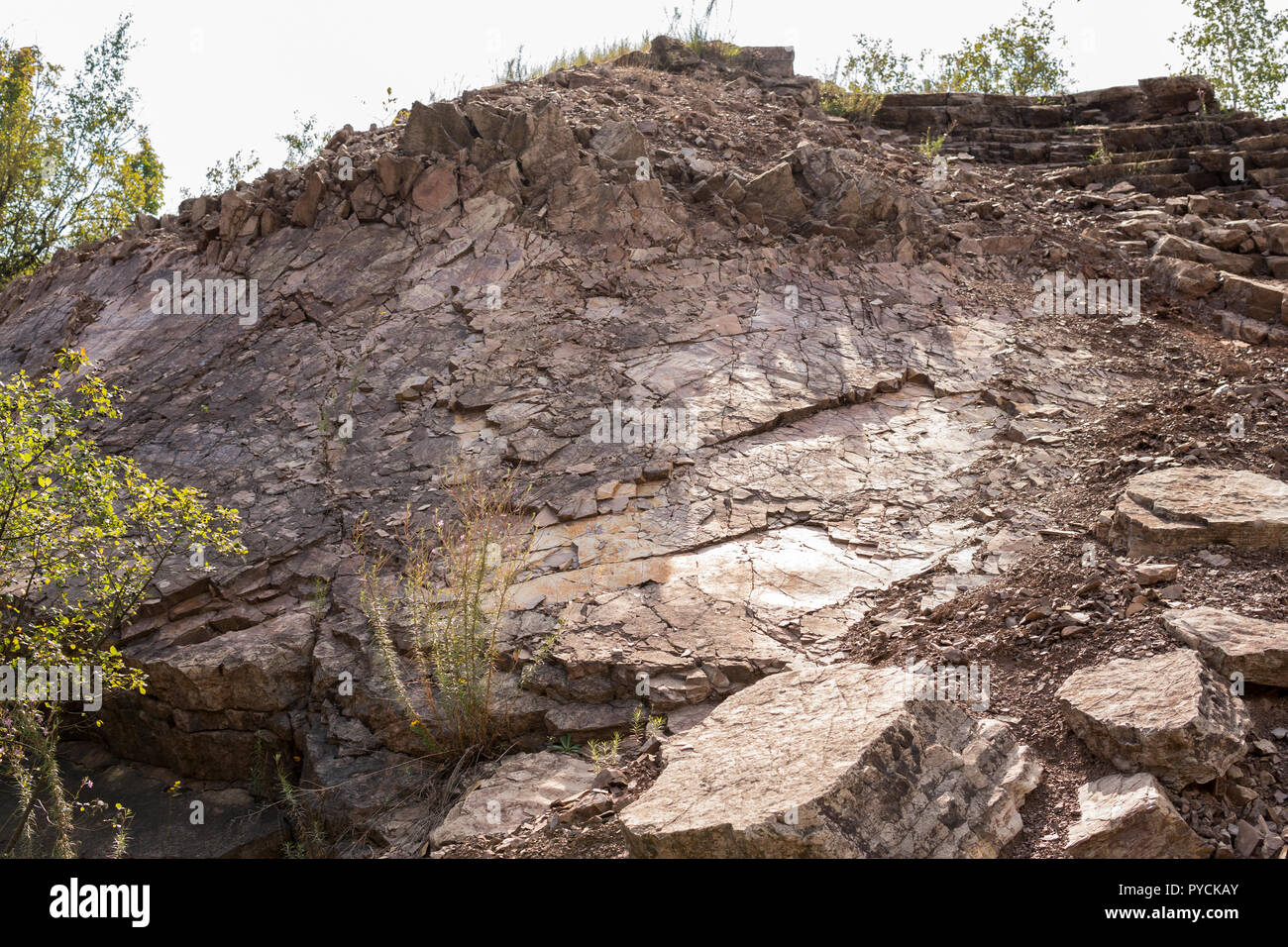 detail of geological structures inside of zachelmie quarry in holly ...