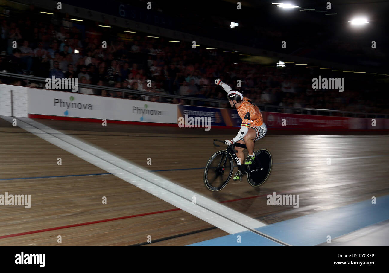 Robert Forstemann celebrates his win during the Eisberg Sprinters ...