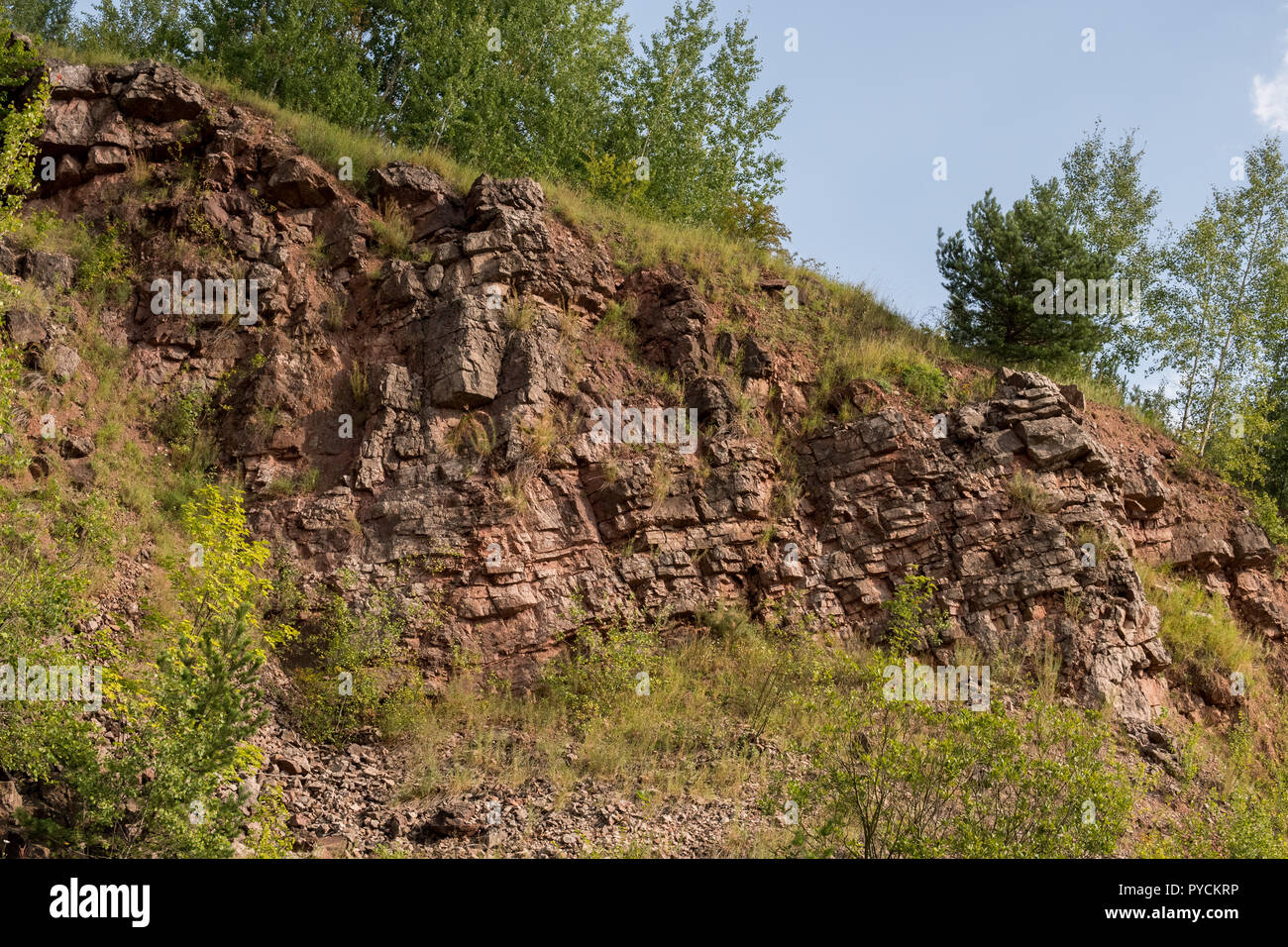 detail of geological structures inside of zachelmie quarry in holly ...