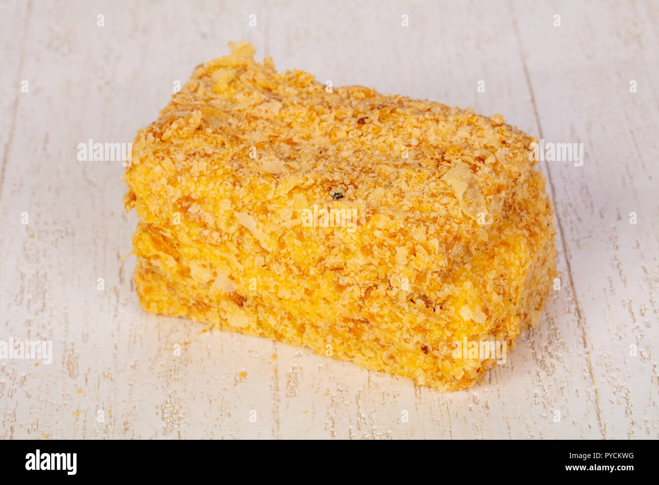 Layered tasty sweet Napoleon cake Stock Photo - Alamy