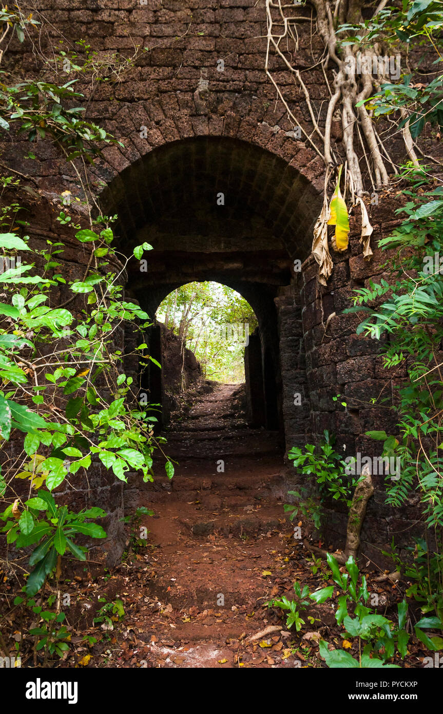 Here you can see the ancient overgrown stone arc in the middle of ...