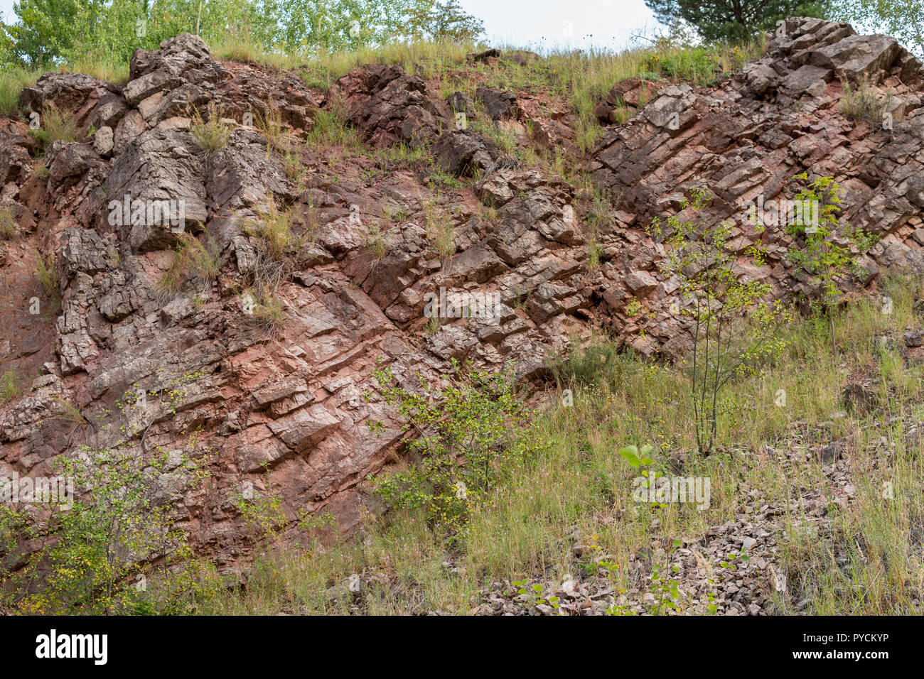 detail of geological structures of Variscan orogeny inside of former ...
