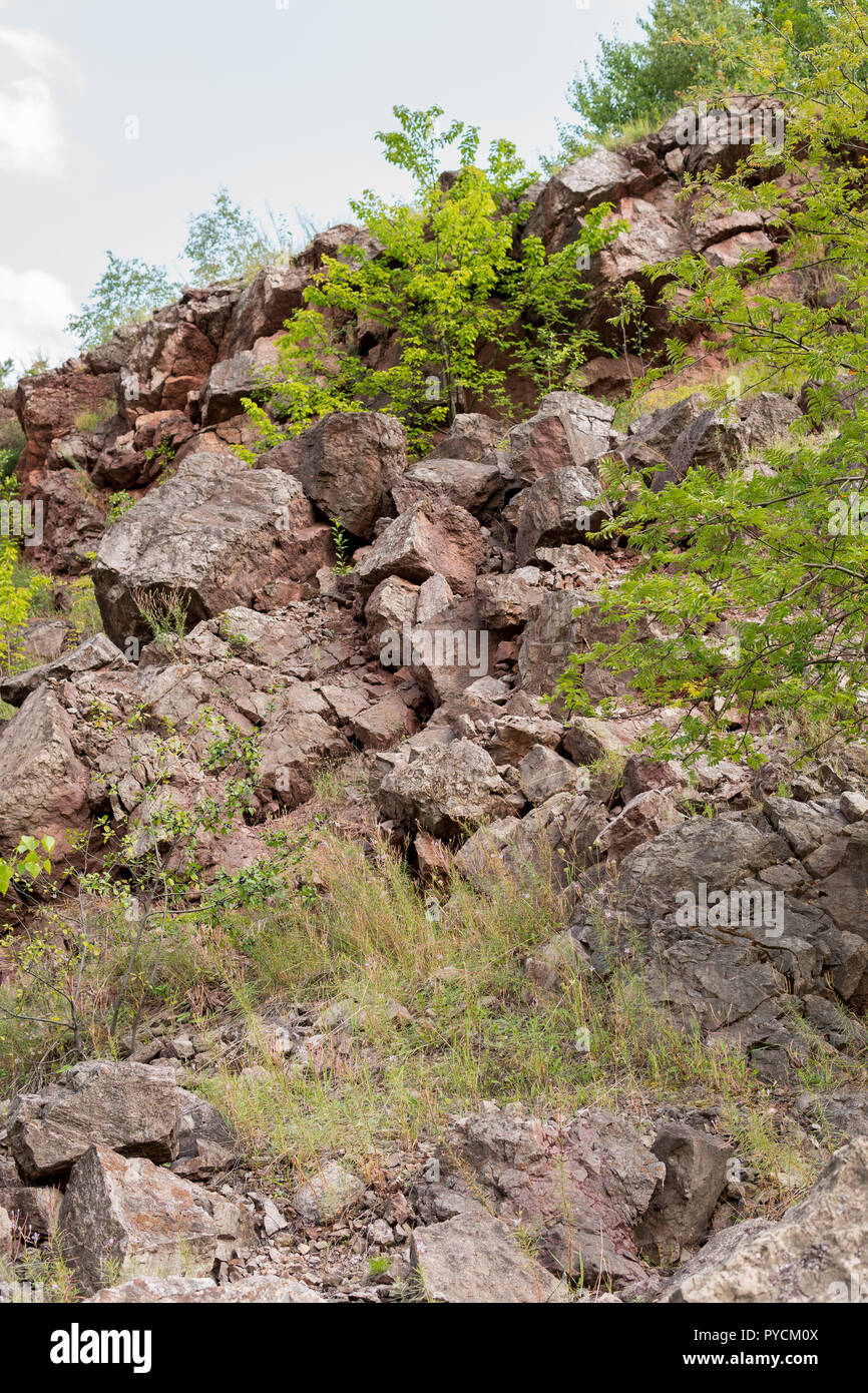 detail of rocks inside of zachelmie quarry in holly cross mountains in ...