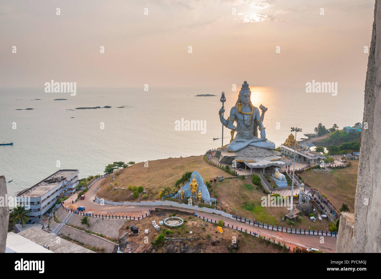 Murudeshwar, Karnataka, India - January 6, 2015: The statue of great ...