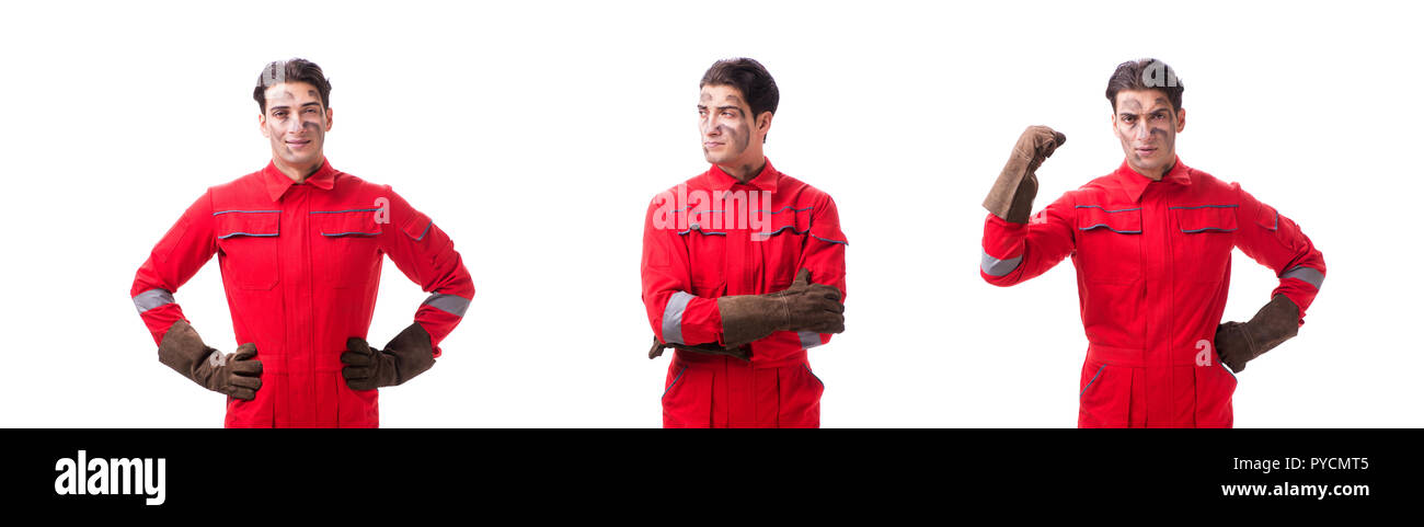 Contractor employee isolated on white background Stock Photo - Alamy
