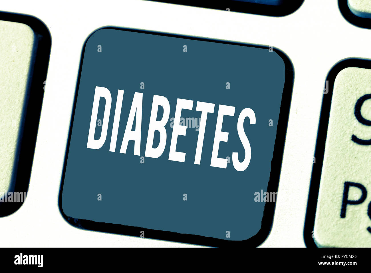 Handwriting text Diabetes. Concept meaning disease in which bodys ...