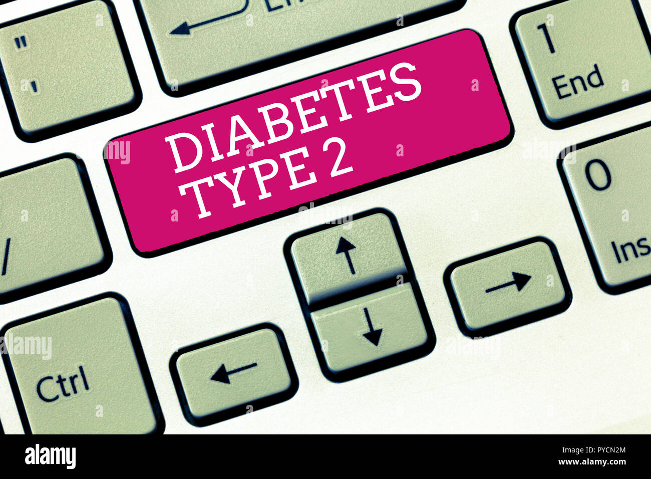 Handwriting text Diabetes Type 2. Concept meaning condition which body ...