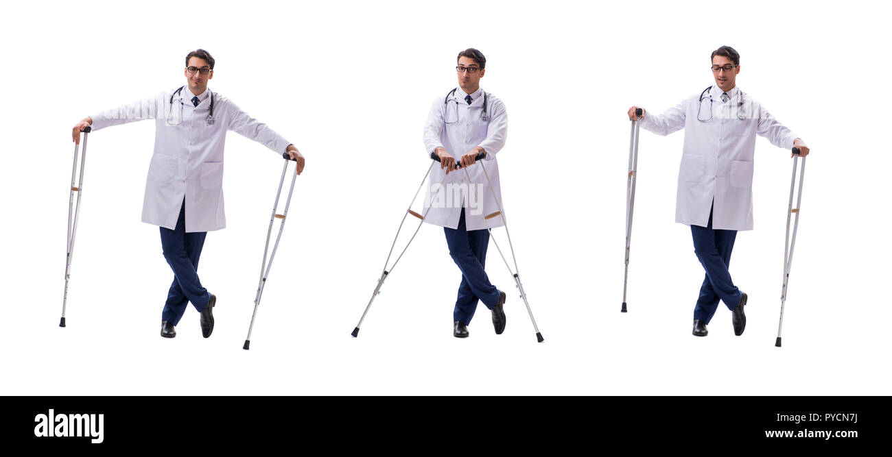 Young doctor physician standing walking isolated on white background ...