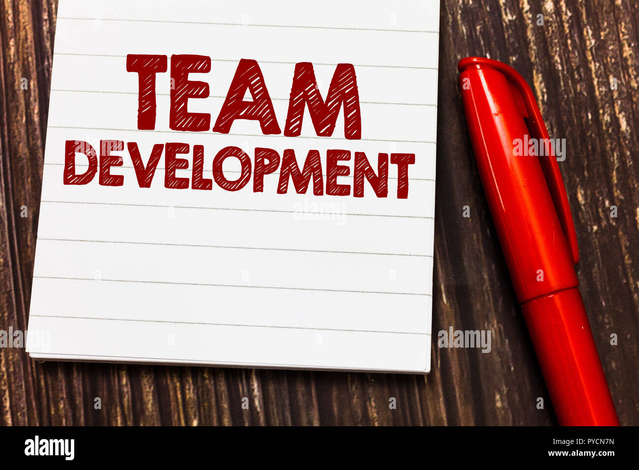Conceptual hand writing showing Team Development. Business photo showcasing learn why and how ...