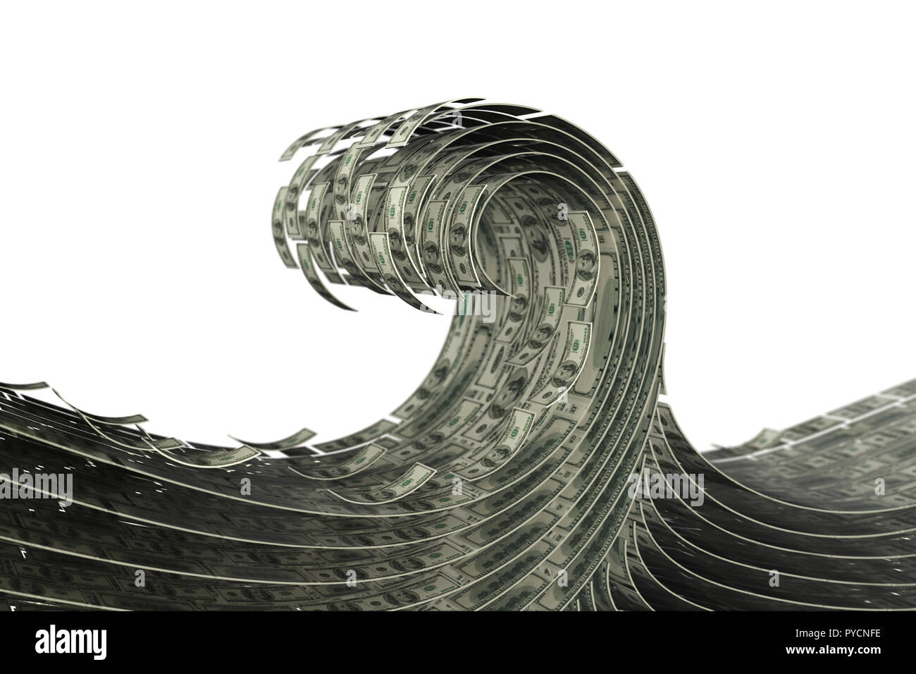 Wave made of dollars - 3d rendering Stock Photo - Alamy