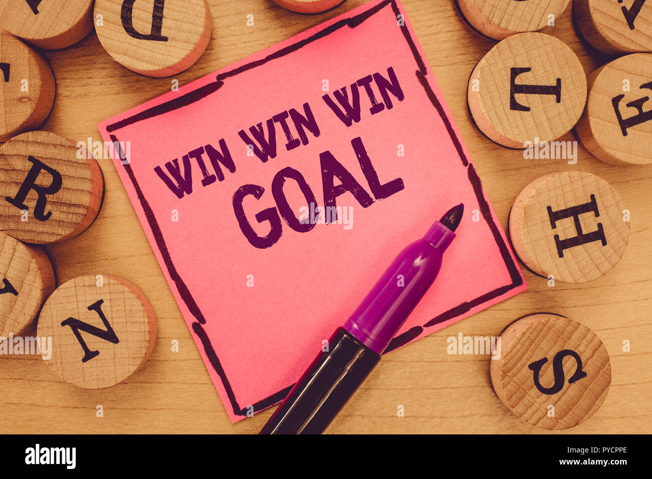 Writing note showing Win Win Win Goal. Business photo showcasing ...