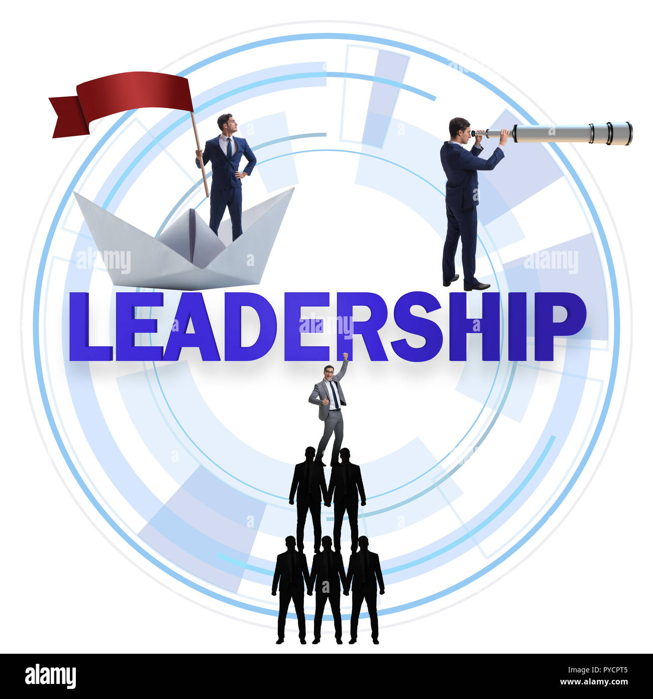 Concept of leadership with many business situations Stock Photo - Alamy