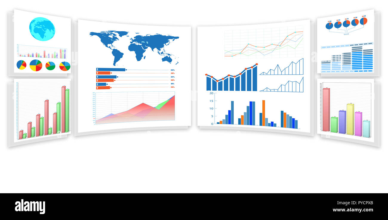 Business charts and infographics - 3d rendering Stock Photo - Alamy