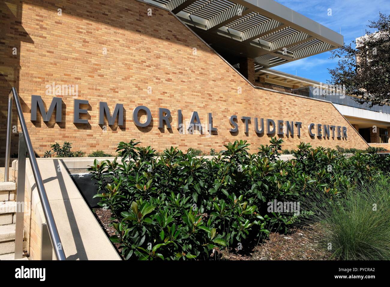 Memorial Student Center sign at Texas A&M University, in College ...