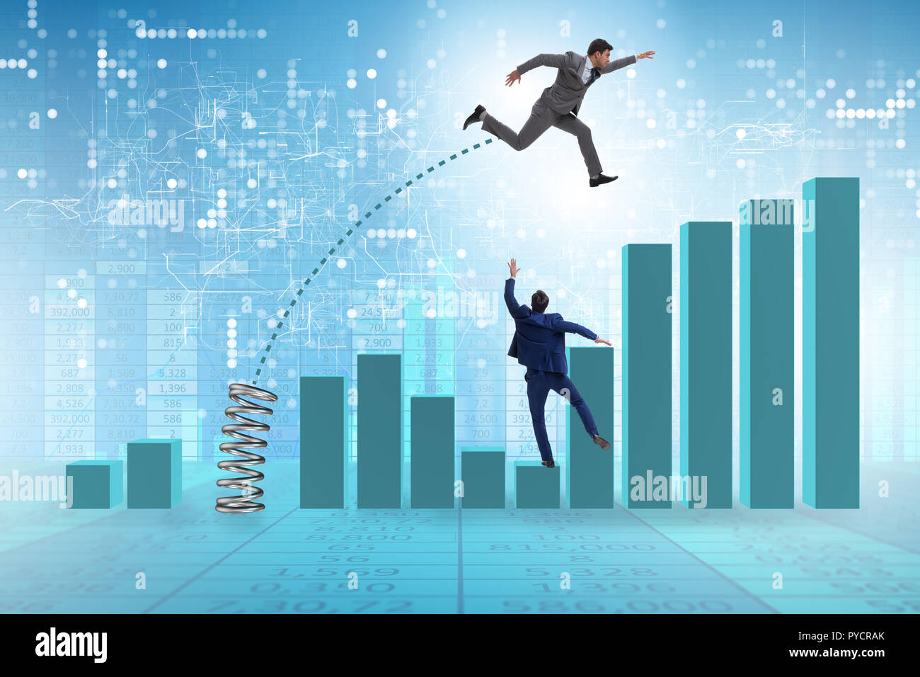 Leapfrogging businessman hi-res stock photography and images - Alamy