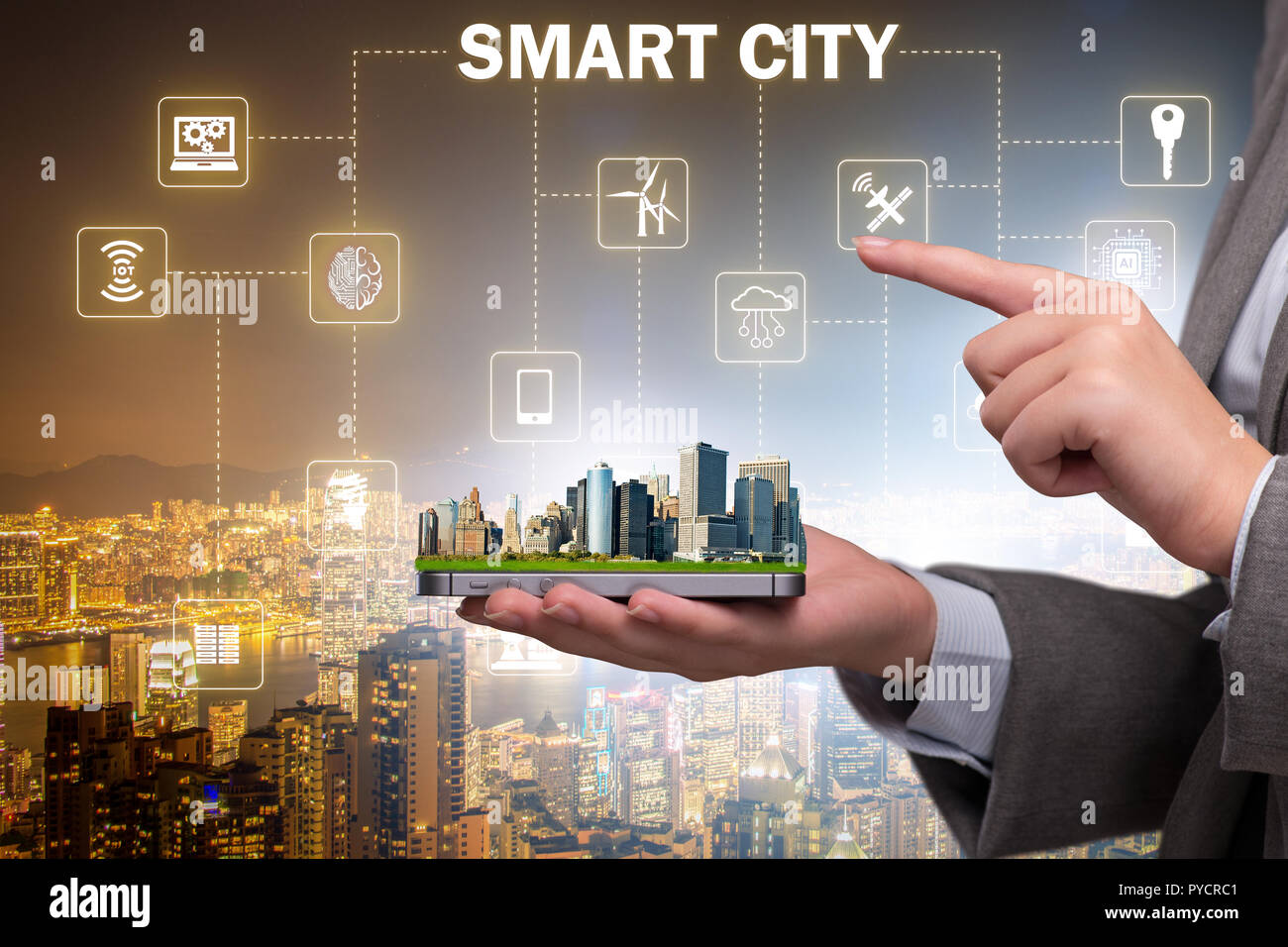 Smart city in innovation concept Stock Photo - Alamy