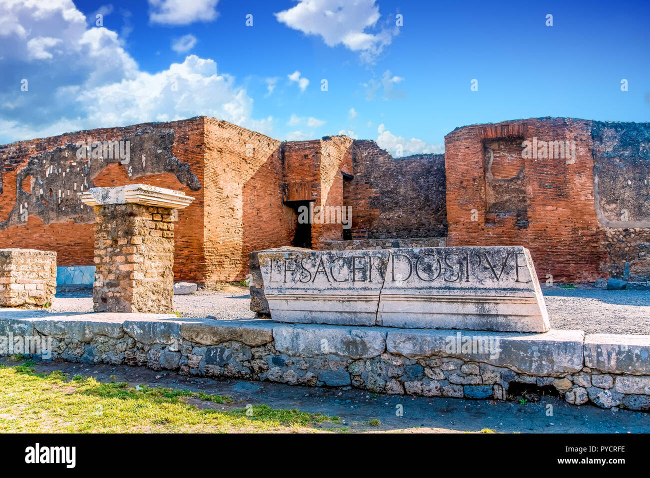 Latin Script on Ancient Stone Wall in Pompeii Stock Photo - Alamy
