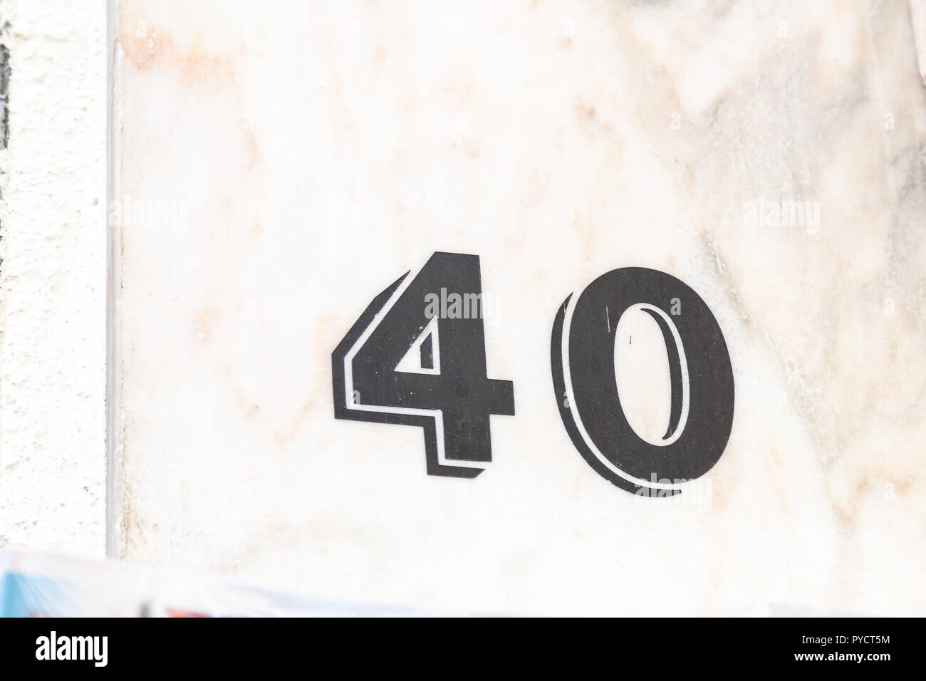 House number forty 40 painted blackin 3D on white render in modert font ...