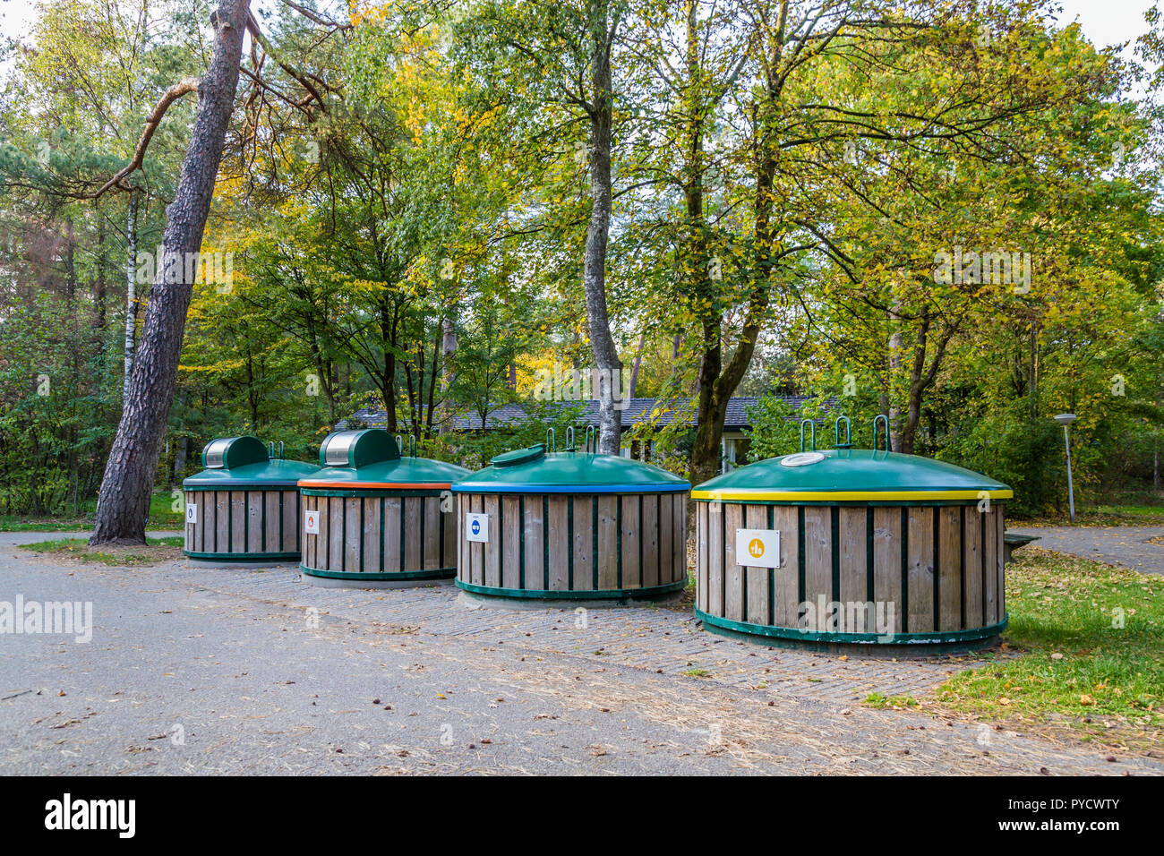 Recycle bins to seperate waste for reuse Stock Photo - Alamy