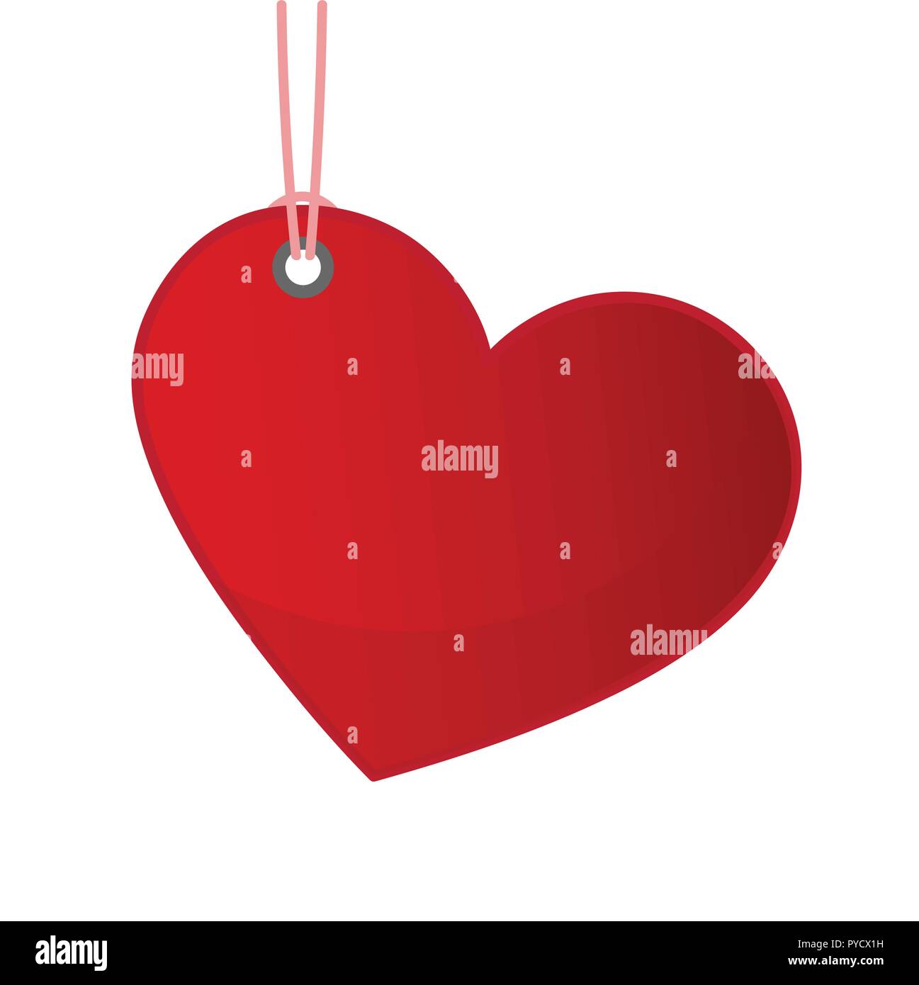 red heart hanging label for valentines day and wedding design vector ...