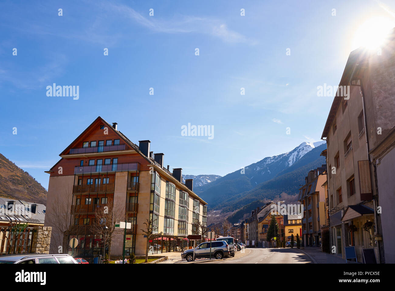 Vielha also Viella village in Lerida Catalonia of Spain Aran Valley in ...