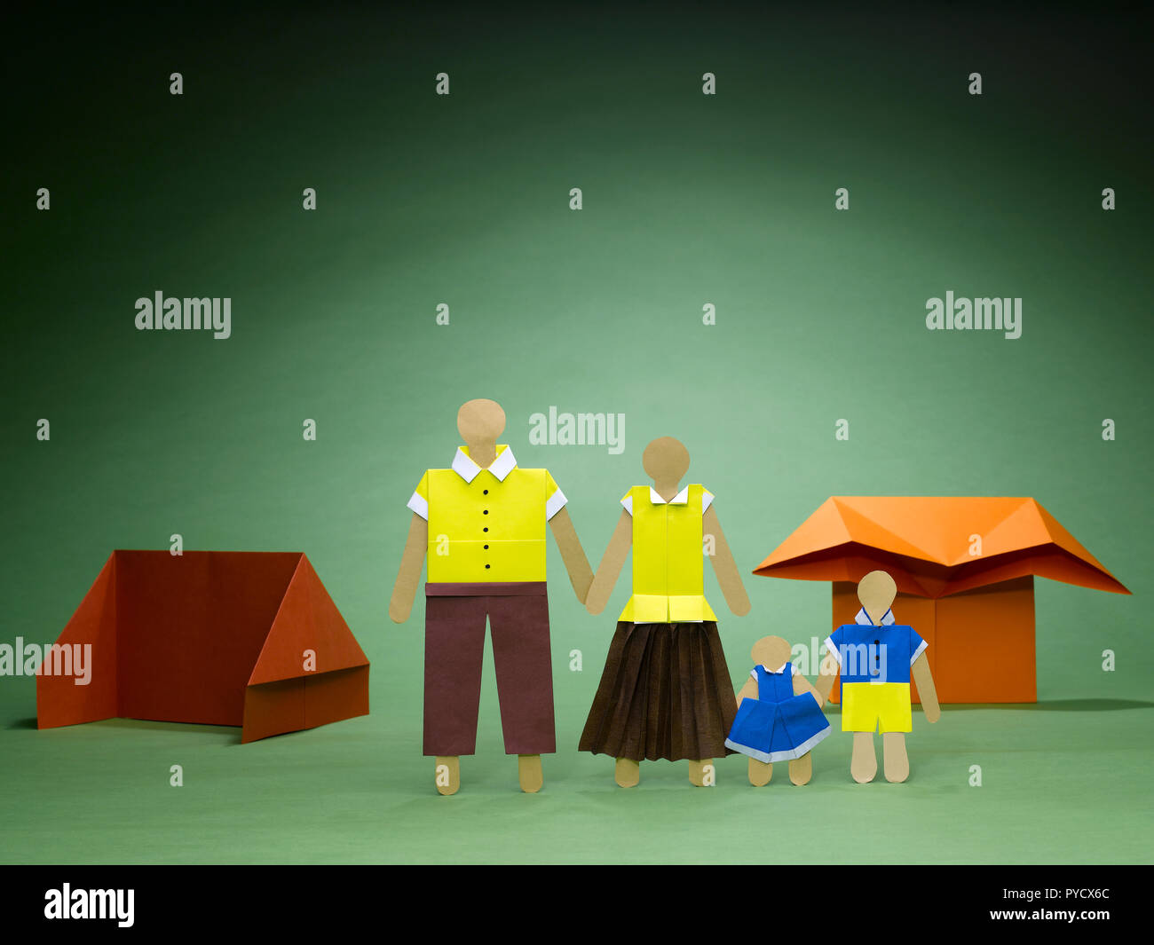 FAMILY OF FOUR IN FRONT OF THEIR HOME/HOUSE AND CAR USING THE ART OF ...