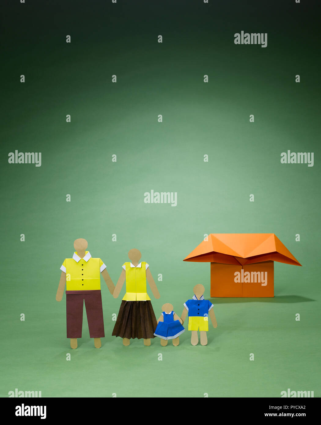 FAMILY OF FOUR IN FRONT OF THEIR HOME/HOUSE AND CAR USING THE ART OF ...