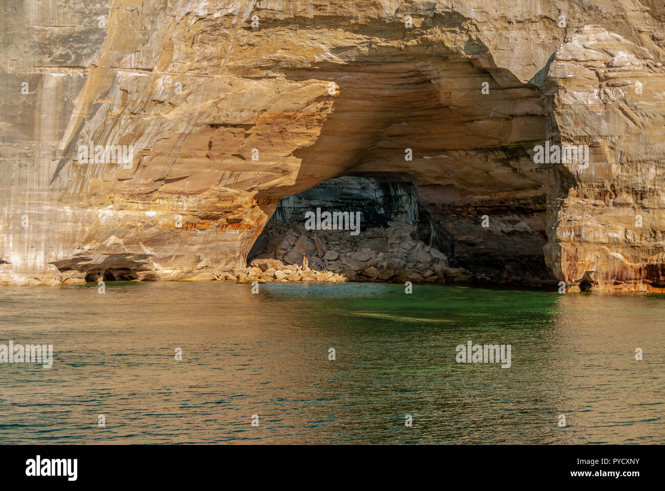 Pictured Rocks National Lakeshore hugs the south shore of Lake Superior ...
