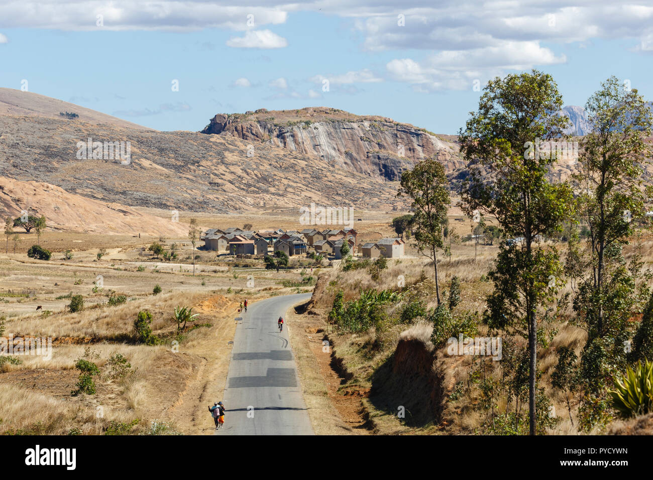 Madagascar, Central Plateau, village and mountains Stock Photo - Alamy