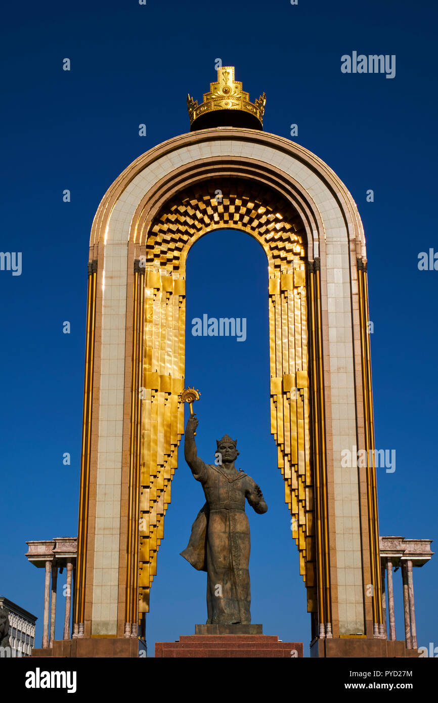 Tajikistan, Central Asia, Douchanbe, Ismail Samani Monument on Dousti ...