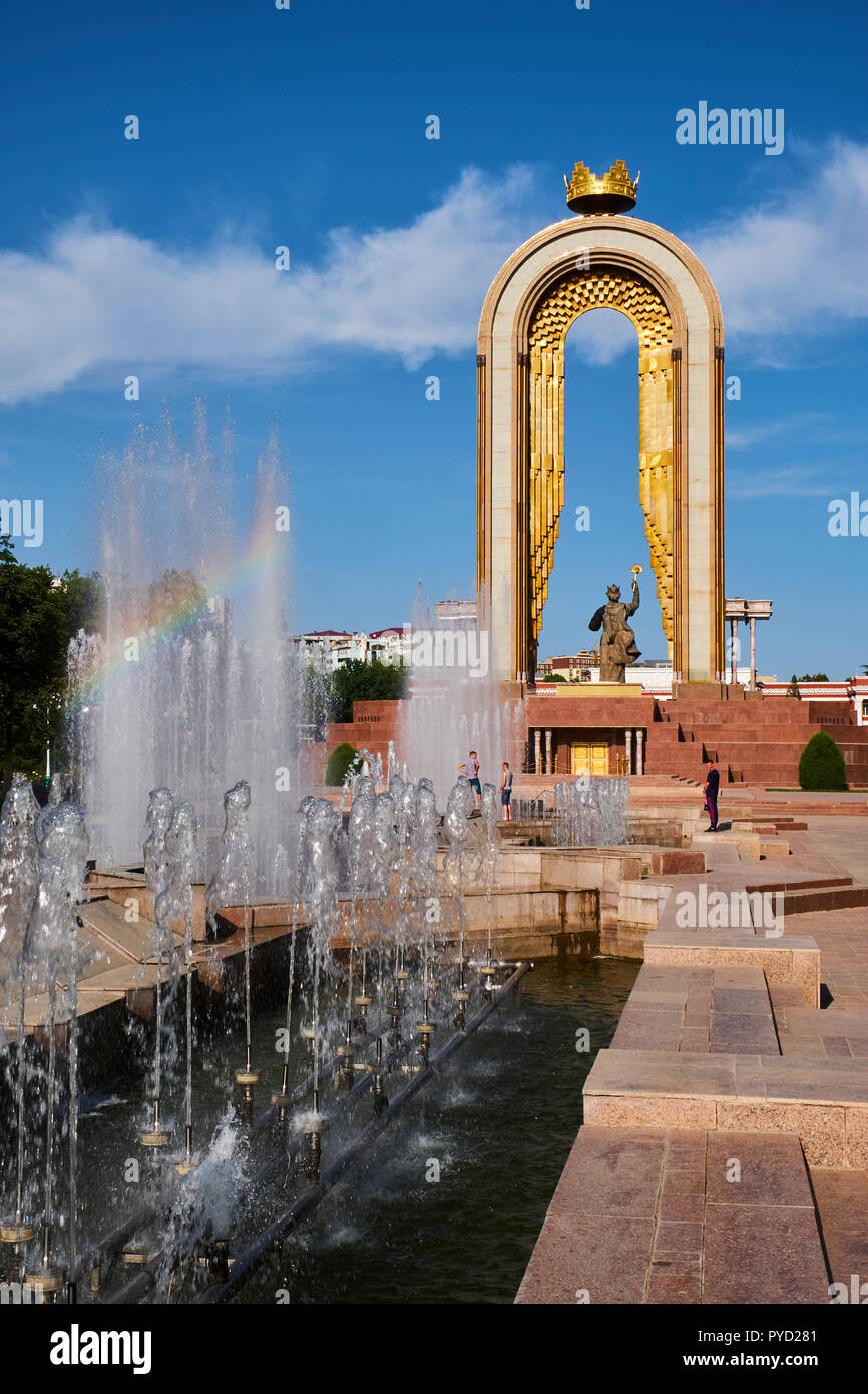 Tajikistan, Central Asia, Douchanbe, Ismail Samani Monument on Dousti ...