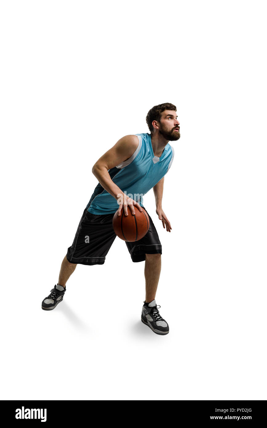 Driving basketball player on white Stock Photo - Alamy