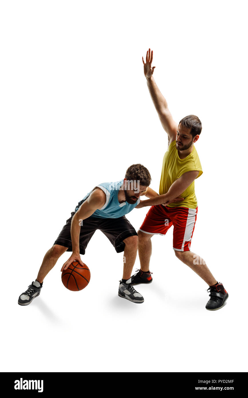 Two basketball players on white Stock Photo - Alamy