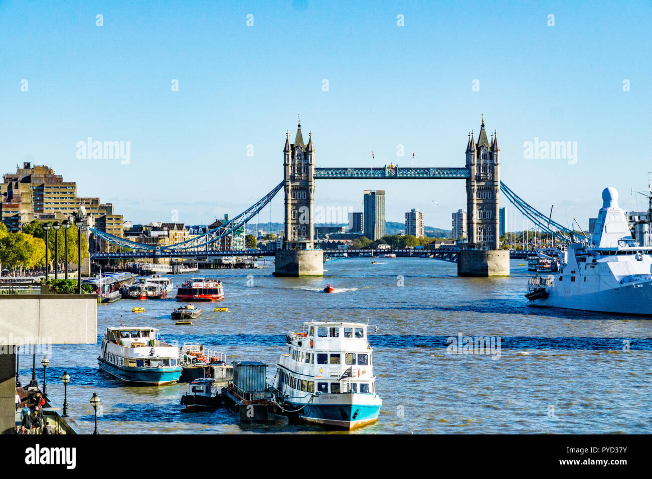 Ships on the Thames river in London England Stock Photo - Alamy