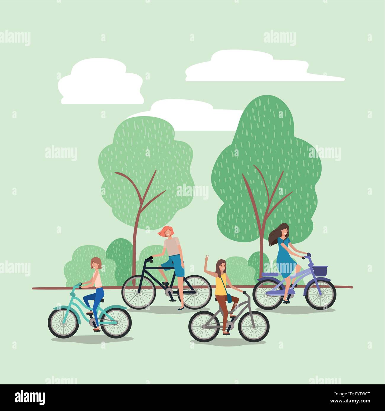 Group young fitness women Stock Vector Images - Alamy