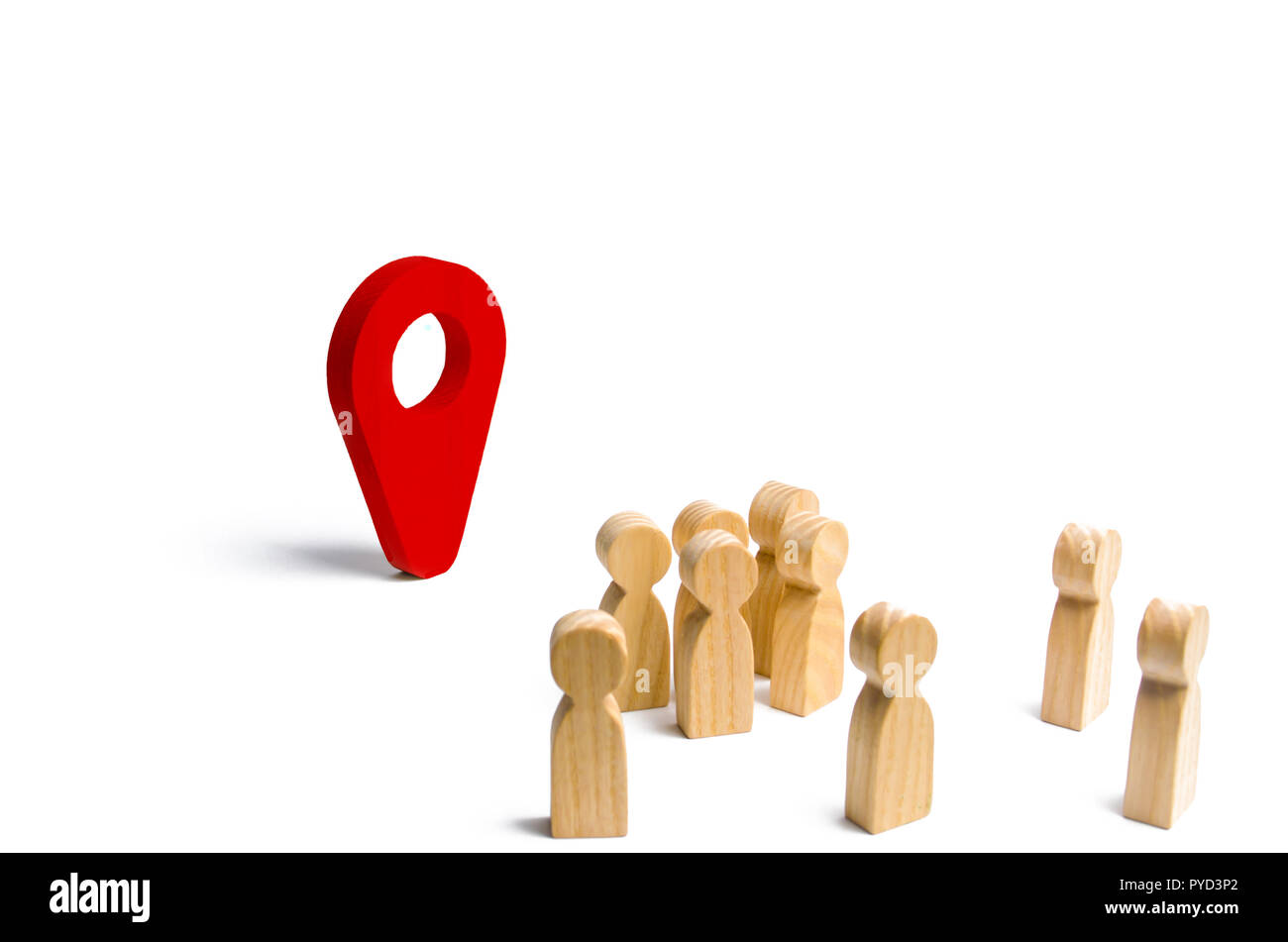 People are standing near the location marker. Concept of navigation and ...