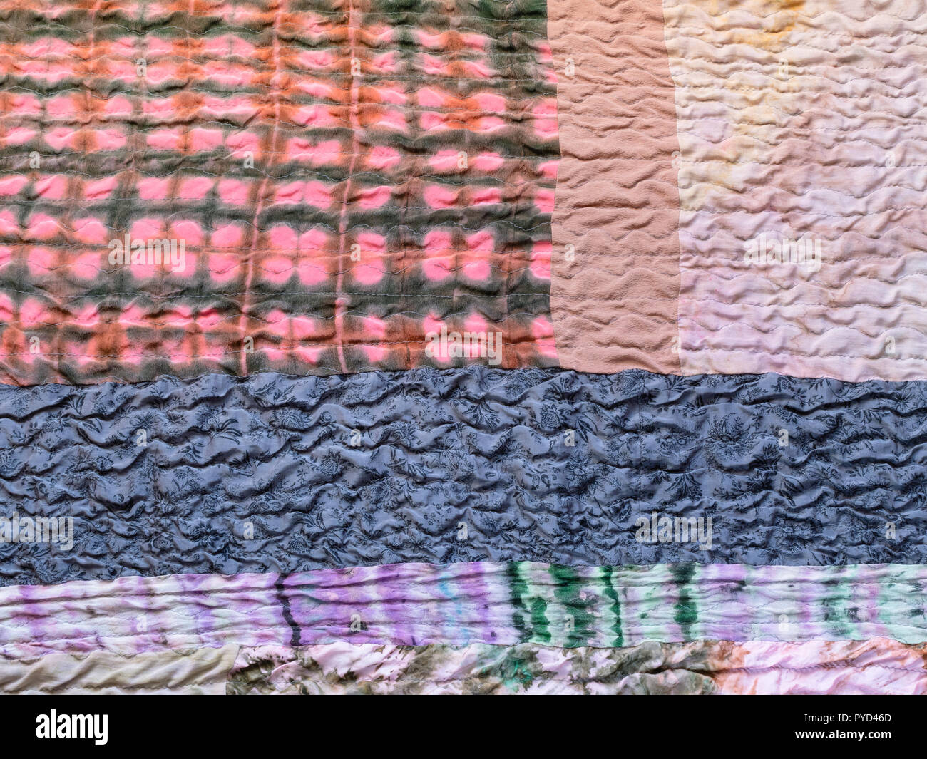 textile background from silk stitched scarf - various textured and ...