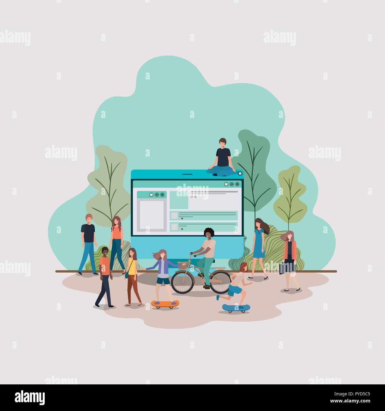 mini people working in computer desktop Stock Vector Image & Art - Alamy