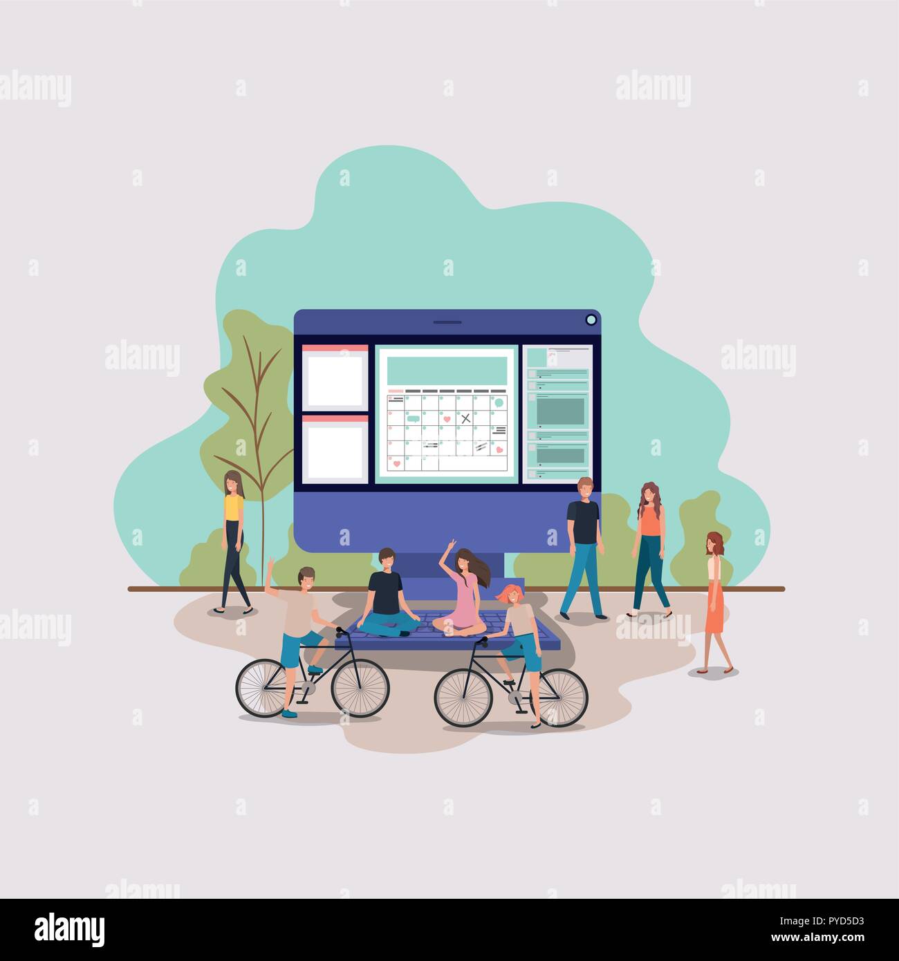 mini people working in computer desktop Stock Vector Image & Art - Alamy