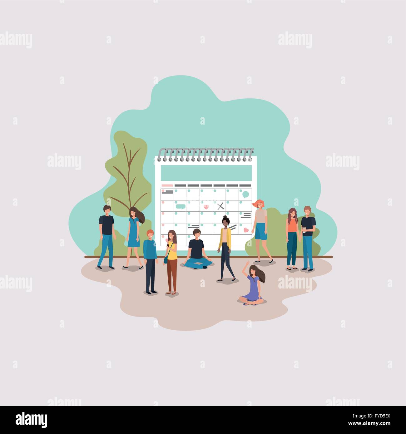 mini people with calendar reminder Stock Vector Image & Art - Alamy