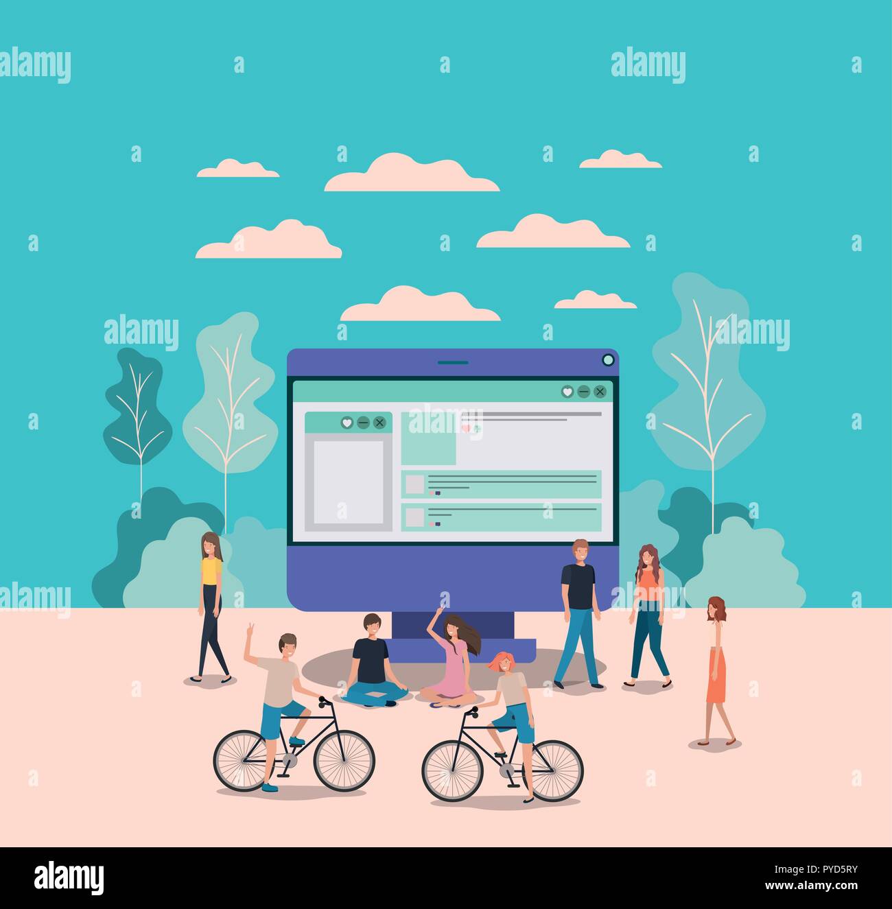 mini people working in computer desktop Stock Vector Image & Art - Alamy