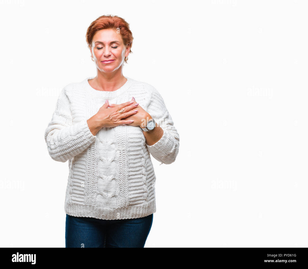 Woman chest pain winter Cut Out Stock Images & Pictures - Alamy