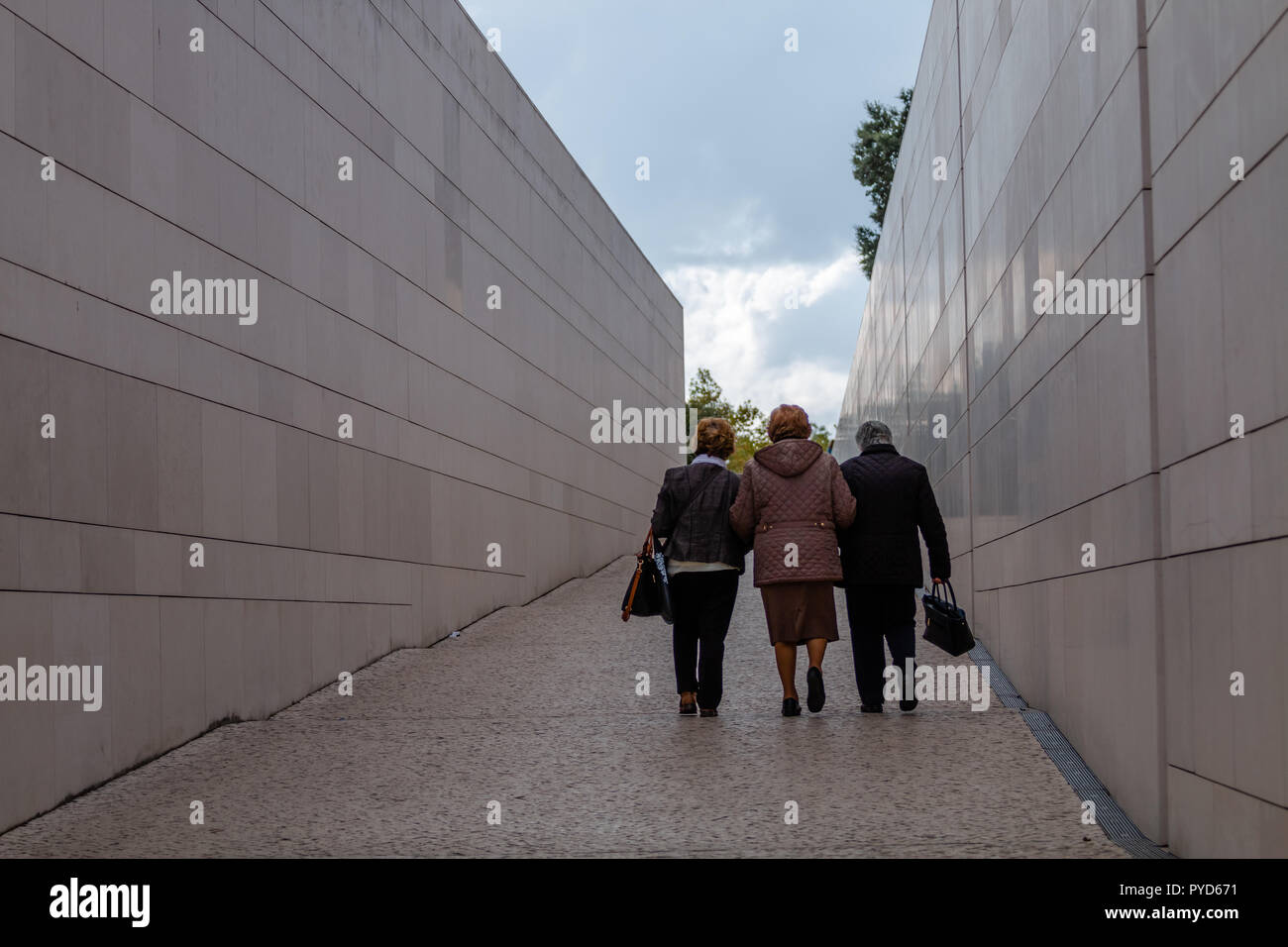 Three female friends rear view hi-res stock photography and images - Alamy
